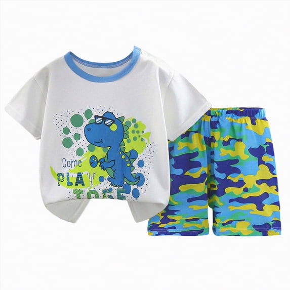 HCNTES Toddler Baby Boy Girl Summer Clothes Ruffle Ribbed Knit Short ...