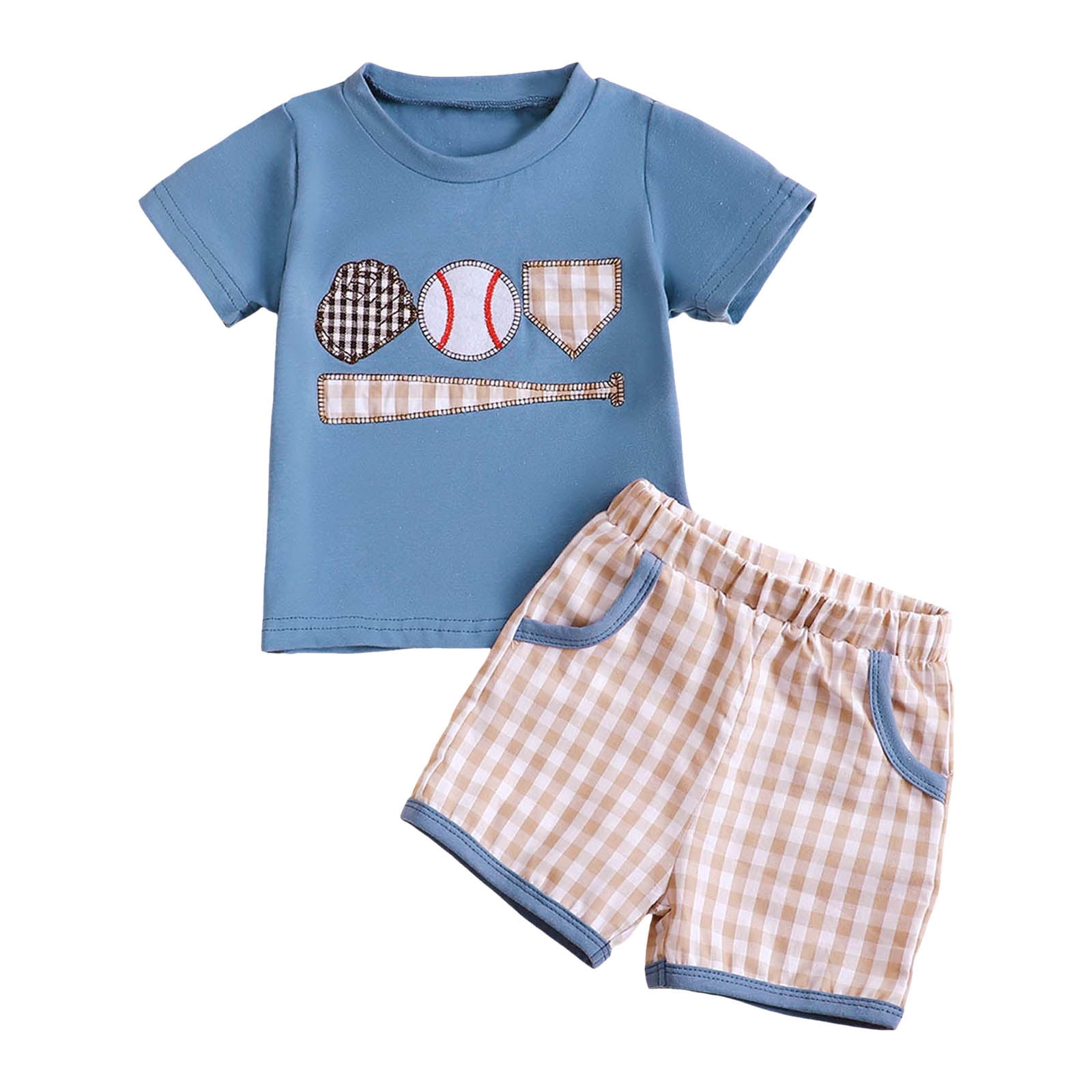 HCNTES Toddler Baby Boy Summer Clothes Short Sleeve Embroidery Baseball ...