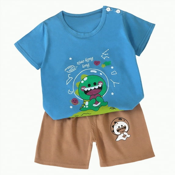 HCNTES Toddler Boy Clothes Cartoon Cotton Summer Short Sleeve T-Shirt ...