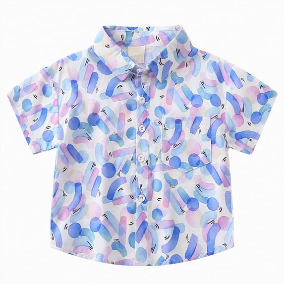 HCNTES Toddler Boys Tee Shirts Short Sleeve Casual Color Buttons Up ...