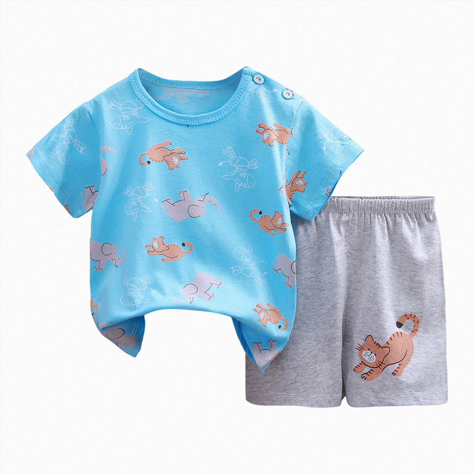 HCNTES Toddler Girl Boy Clothes Tow Piece Outfit Spring Summer Round ...