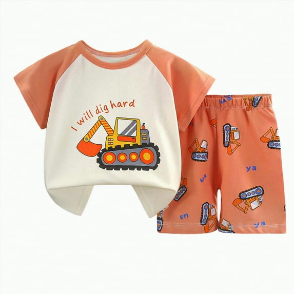 HCNTES Toddler Kids Pajamas Clothes Short Sleeve Tops and Casual Pants ...