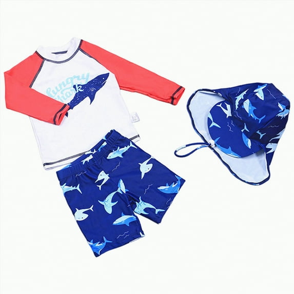 HCNTES Toddlers Baby Boys' 3-Piece Rashguard Set Kids Bathing Suit Set ...