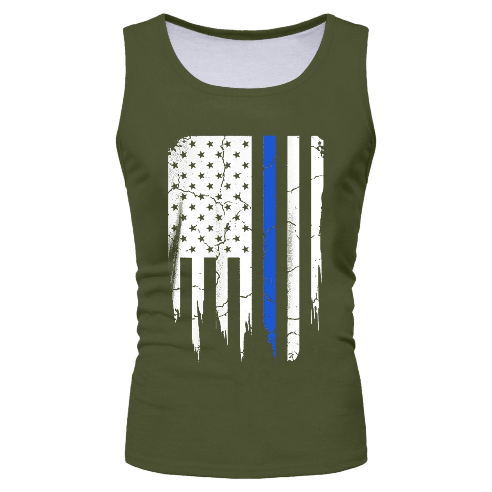 HCNTES US Flag Tank Top 4th Of July Patriotic USA Men Sleeveless Muscle ...