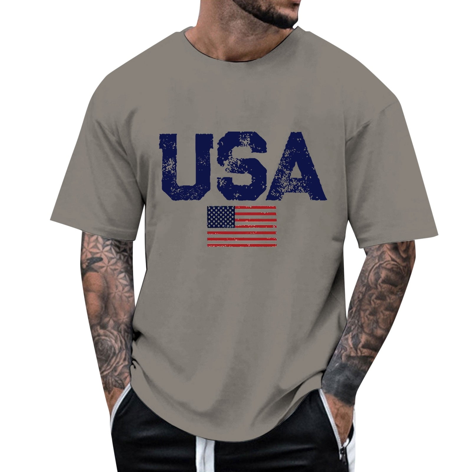 HCNTES USA Flag Shirts for Men, Vintage American Flag T-Shirt with ...