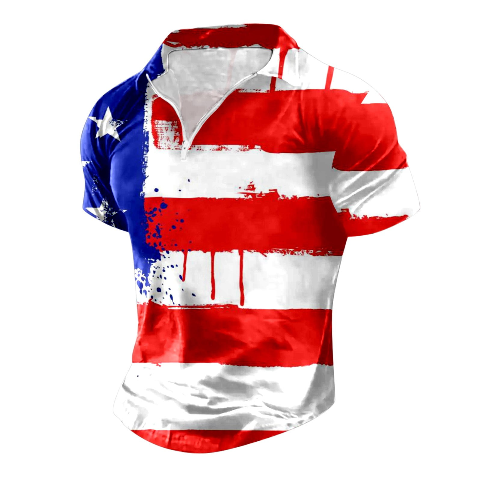 HCNTES USA Flag Shirts for Men, Vintage American Flag T-Shirt with ...