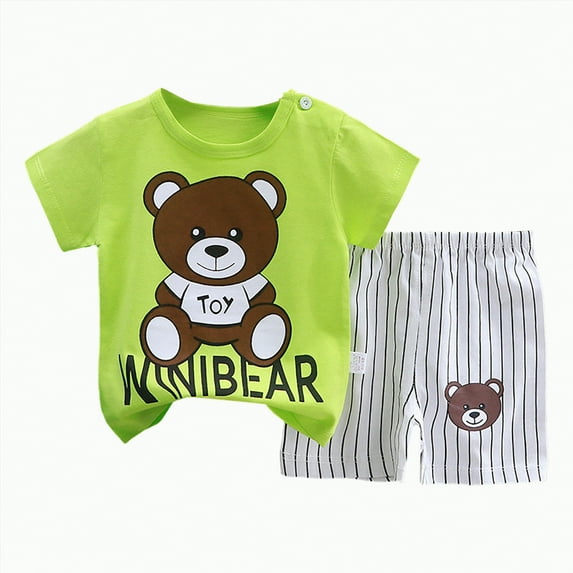 HCNTES Unisex Children's Pajamas Set Cute Short Sleeve T-Shirt with ...