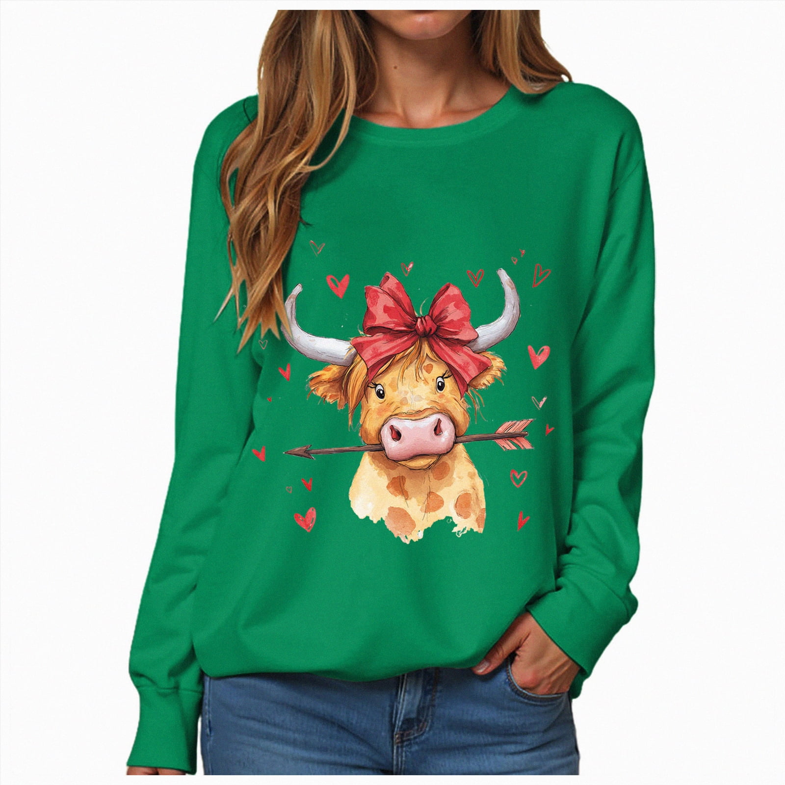 HCNTES Valentines Sweatshirt Women Cute Love Heart Valentine Pullover ...