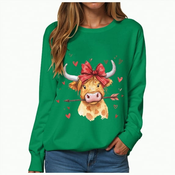 HCNTES Valentines Sweatshirt Women Cute Love Heart Valentine Pullover ...