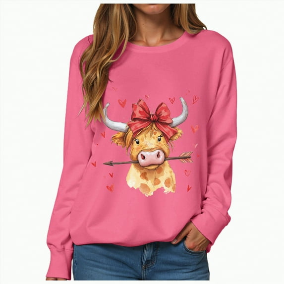 HCNTES Valentines Sweatshirt Women Cute Love Heart Valentine Pullover ...