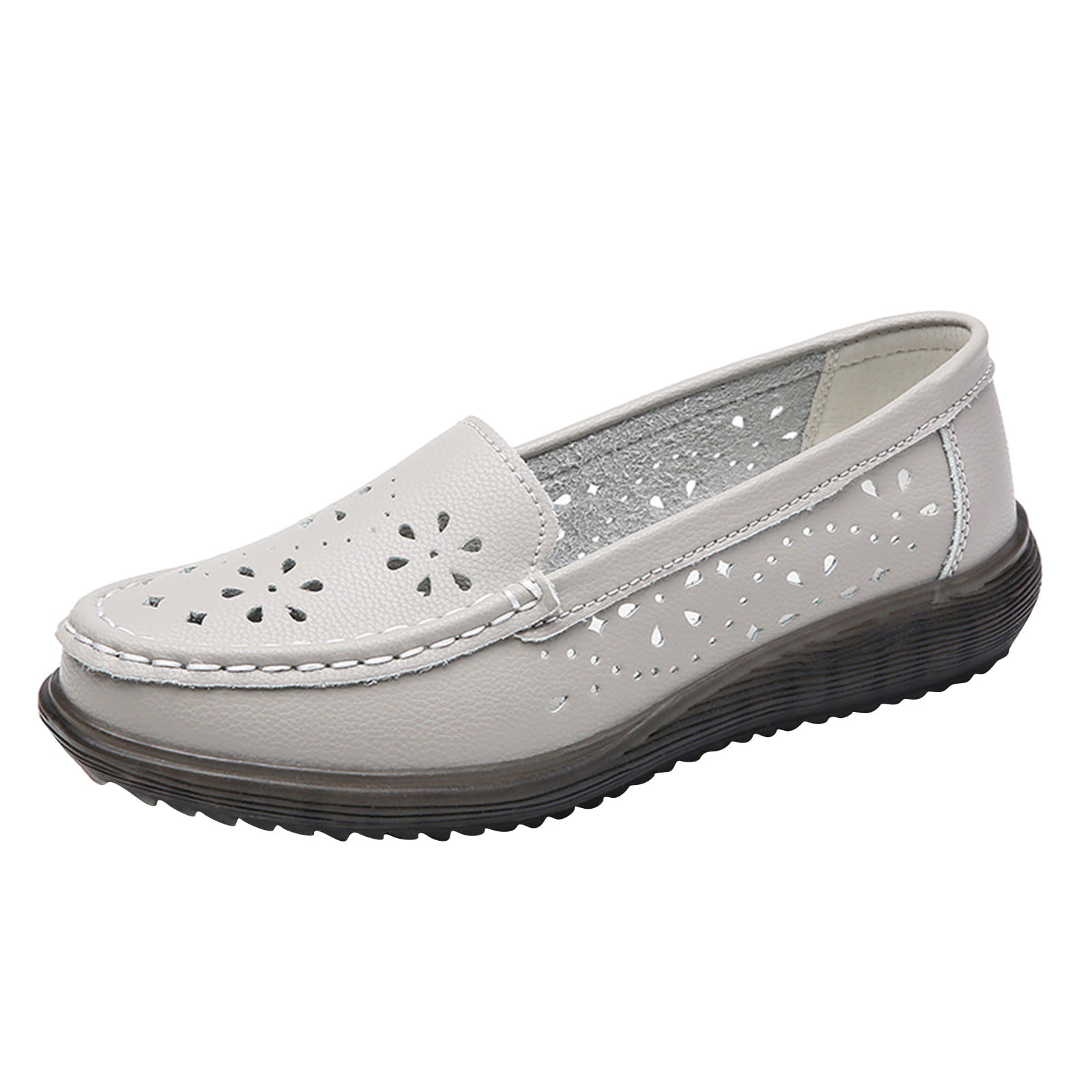 HCNTES Women's Classic Casual Leather Flats Cute Slip On Comfort ...