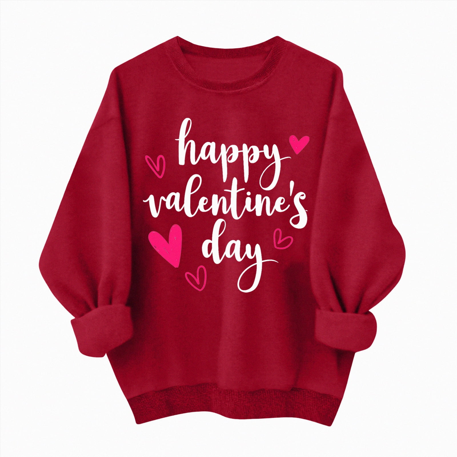 HCNTES Women's Love Heart Valentines Long Sleeve Crew Neck Pullover ...