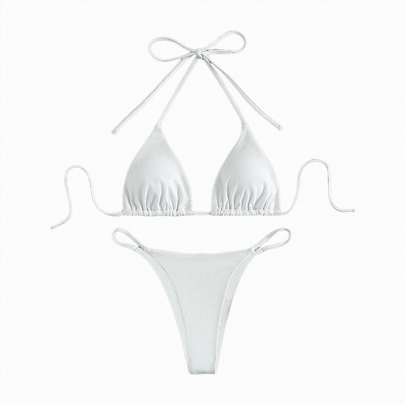 HCNTES Women's Ribbed Bikini Sets Scoop Neck Cheeky Swimsuit Textured ...