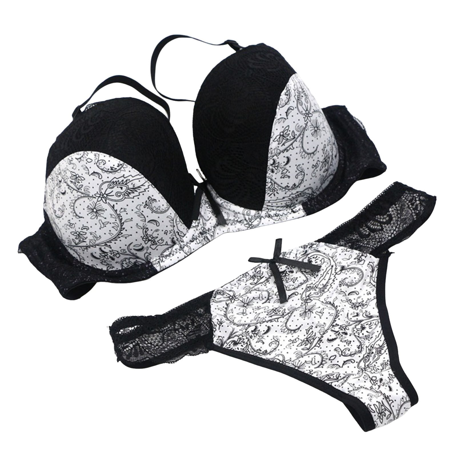 HCNTES Women's Sexy Lingerie - Underwire Push Up Scallop Floral Lace ...