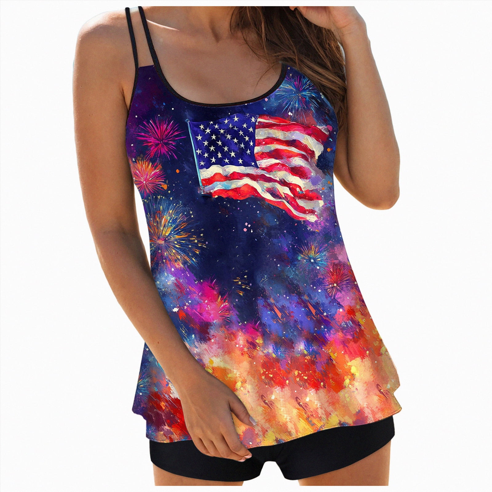 HCNTES Women's Tankini Swimsuits with Pockets Tummy Control Two Piece ...