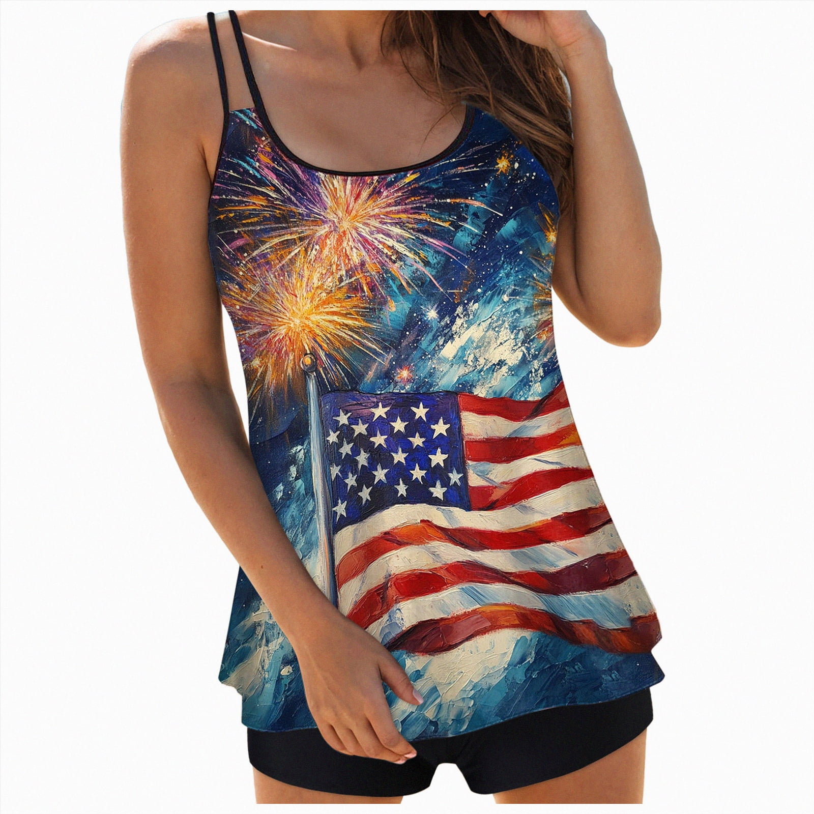 HCNTES Women's Tankini Swimsuits with Pockets Tummy Control Two Piece ...