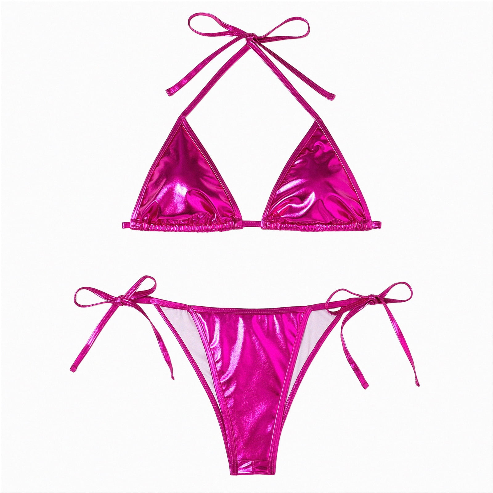 HCNTES Women's Triangle Bikini Sets O Ring Linked Two Piece Swimsuits ...