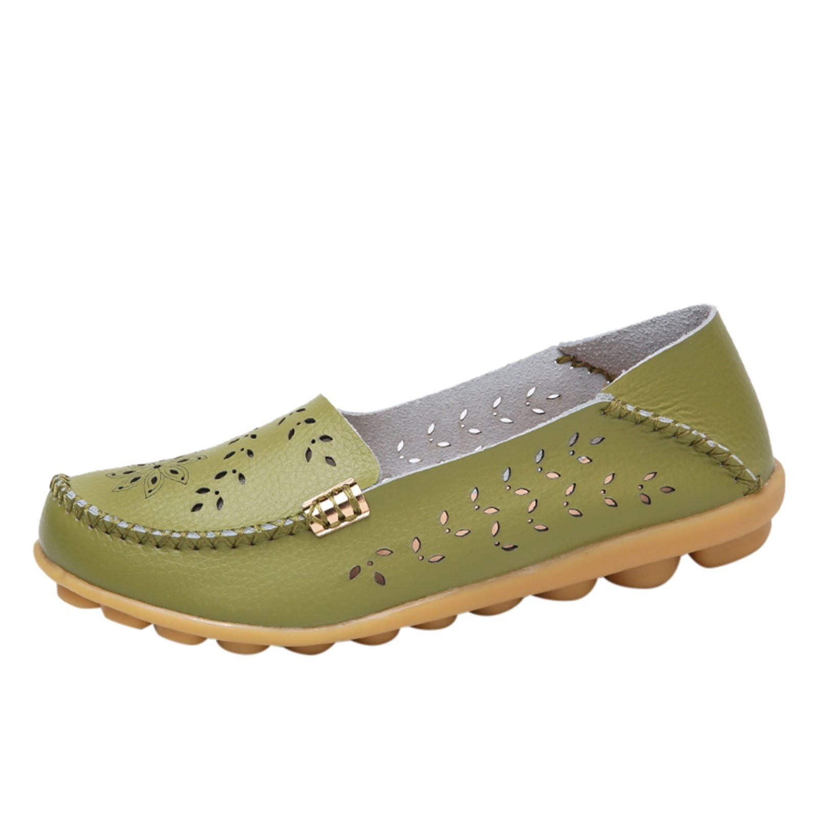 HCNTES Women's Wedges Flats Round Toe Mid Heels Comfortable Closed Toe ...