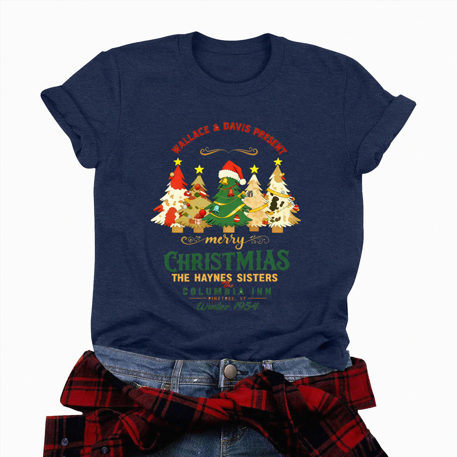 HCNTES Womens Christmas V Neck Shirt Funny Xmas Holiday Graphic Short ...
