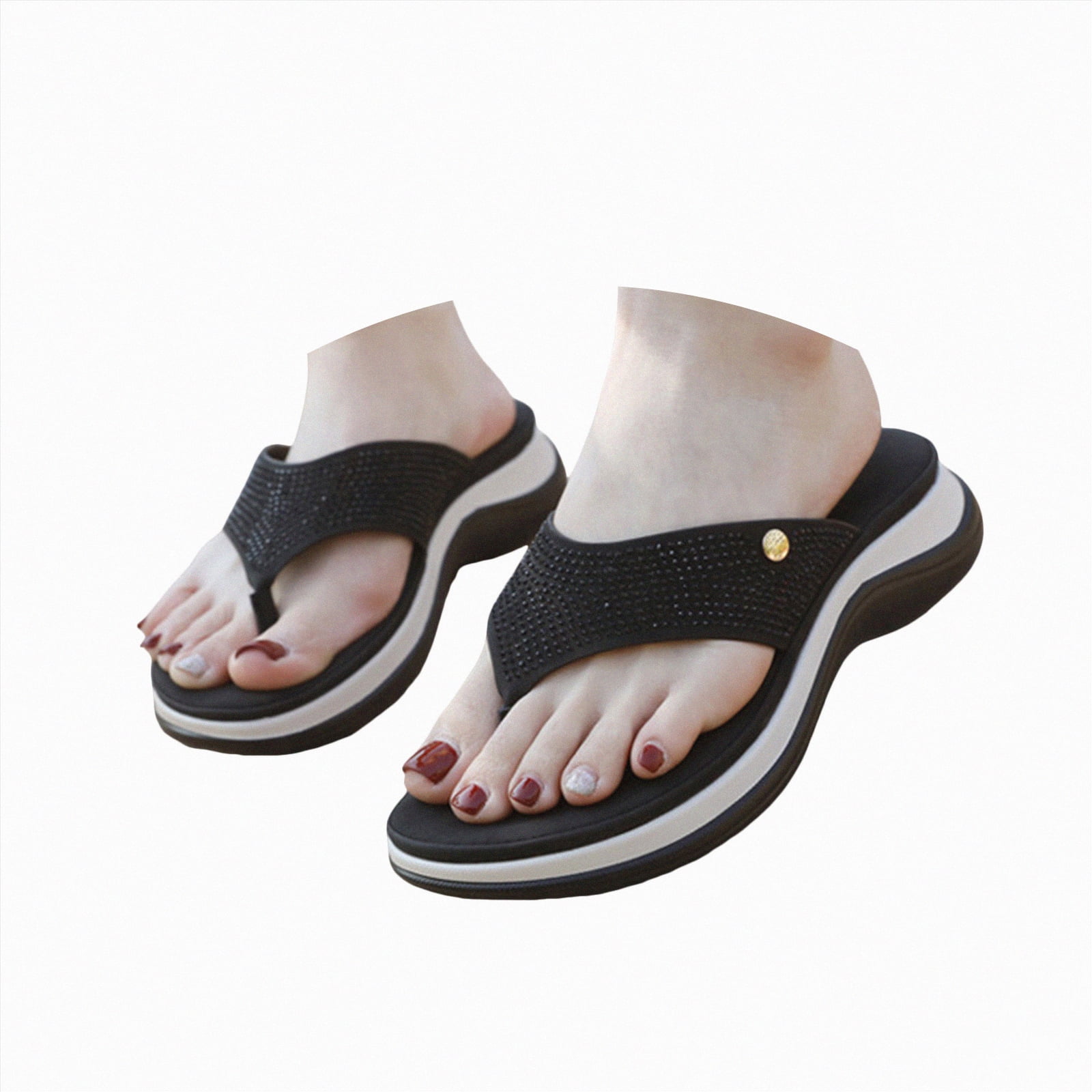 HCNTES Womens Flip Flops Ladies Yoga Mat Comfortable Walking Thong ...