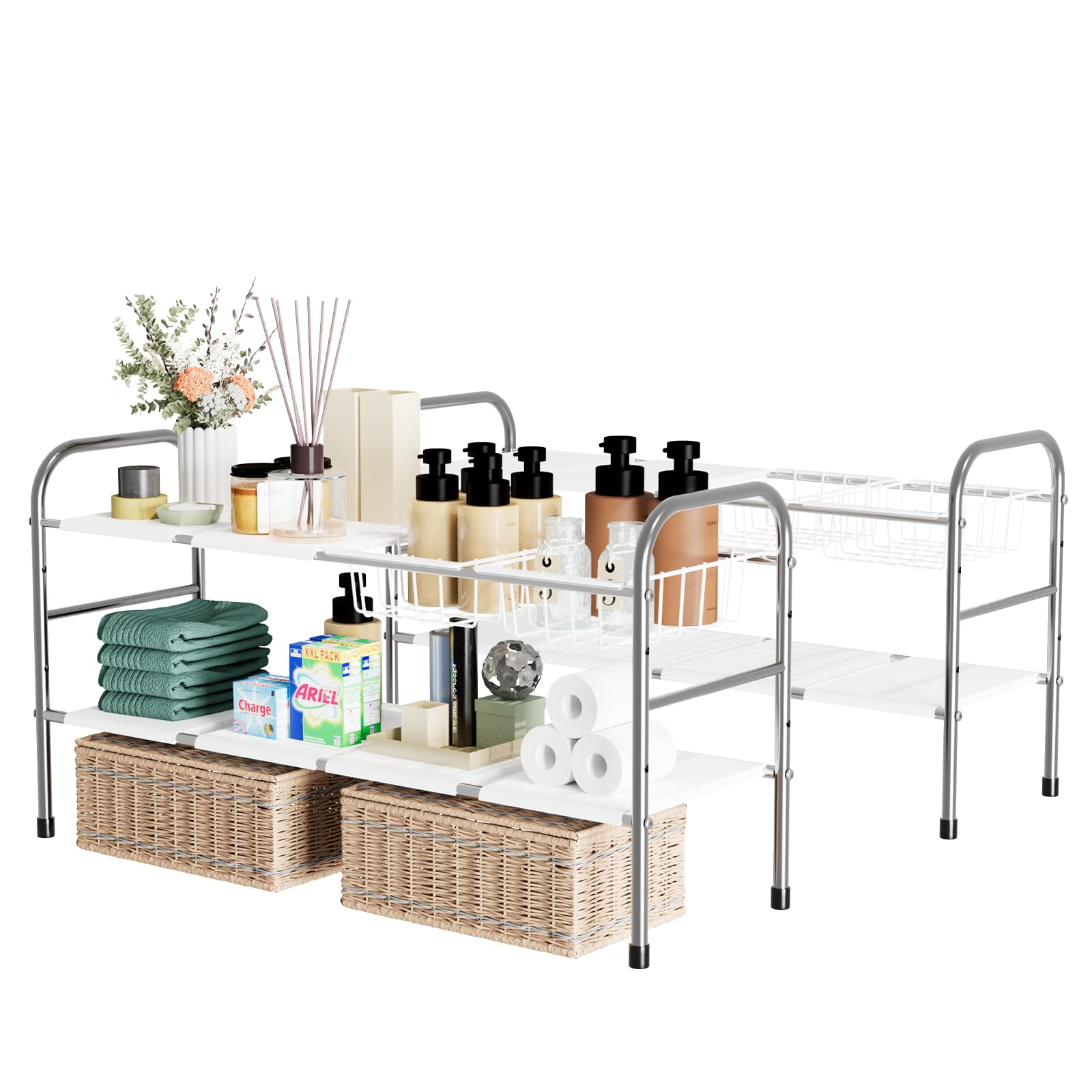 HCSH&WILL 2 Pack Under Sink Organizer, 2 Tier Expandable Under Sink ...