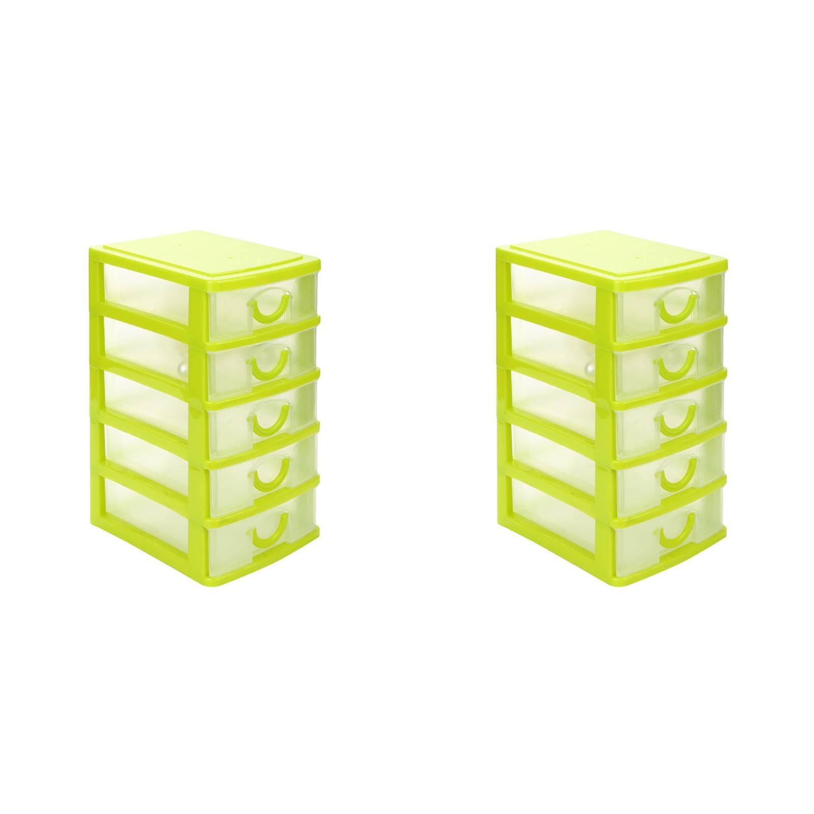 HCTSHG 2 PCS 5 Drawer Desktop Storage Bin Unit, Small Plastic Organizer ...