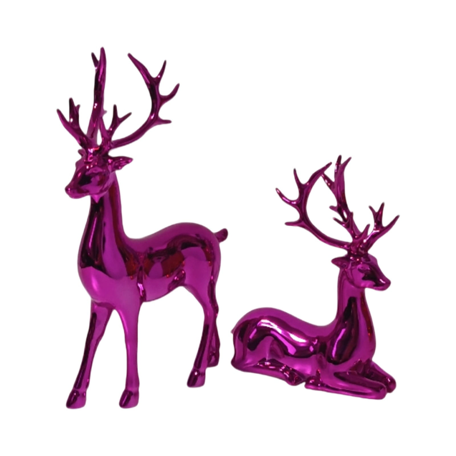 HCTSHG 2Pcs Christmas Reindeer Figurines Decorations Resin Sitting ...