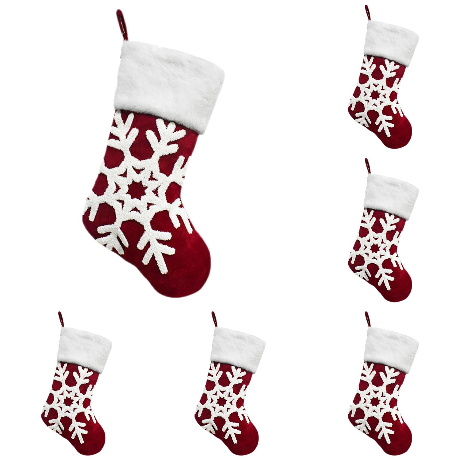 HCTSHG Christmas Stocking, 18 Inch Red Christmas Stockings Embroidered ...