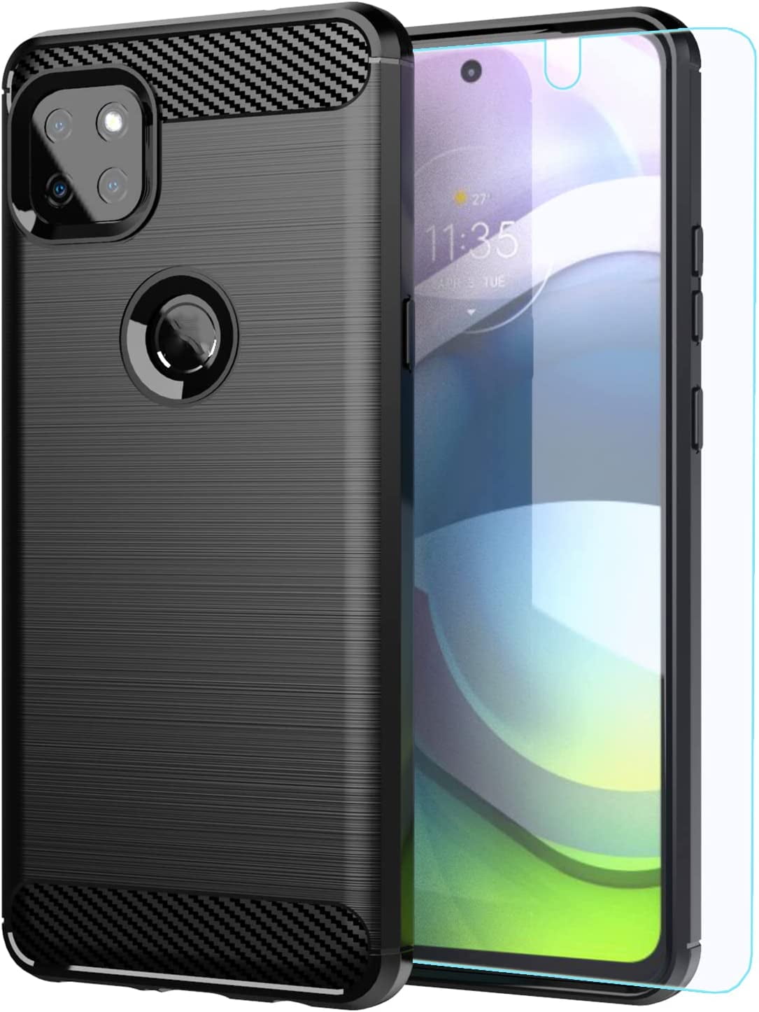 HCTian for Moto One 5G Ace Case with HD Screen Protector, Slim Non-Slip ...