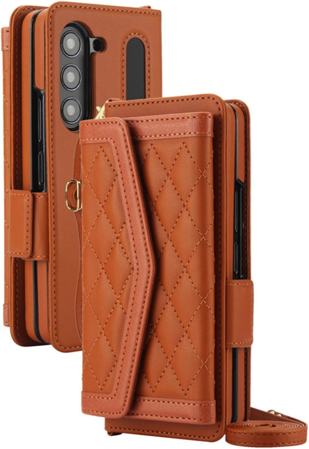 HCTian for Samsung Z Fold 5 Crossbody Lanyard Leather Wallet Card Phone ...