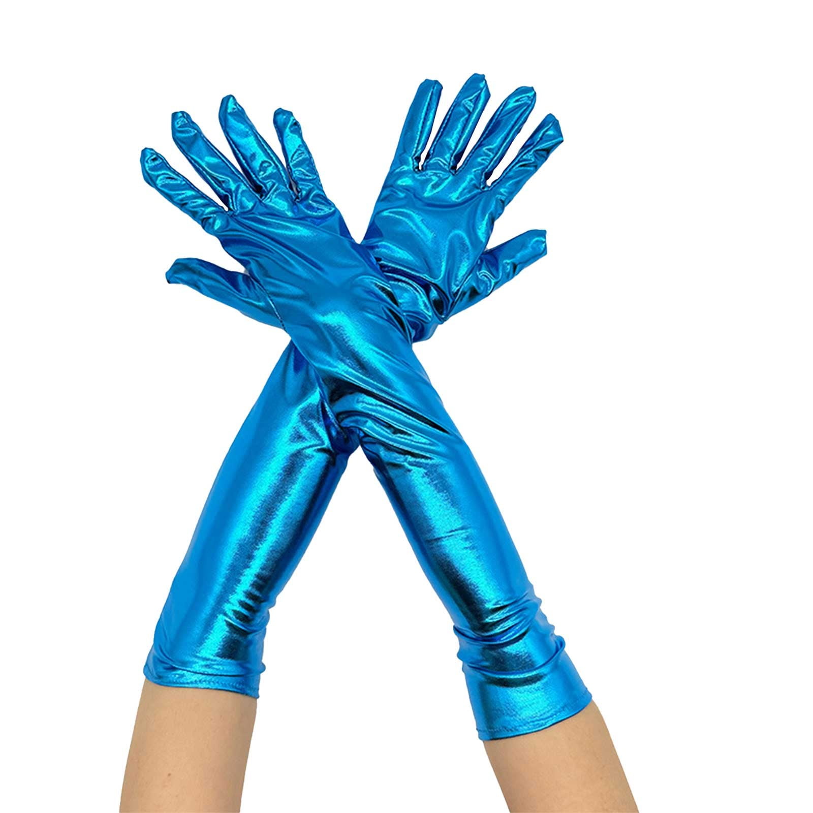HCURIBAD Mardi Gras Accessories for Women, Metallic Long Gloves ...