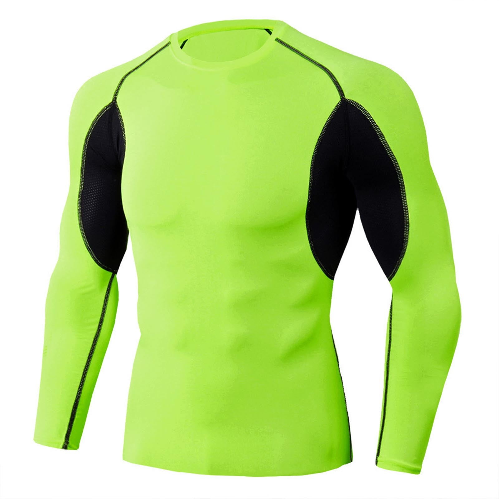 HCURIBAD Compression Shirt Men Men's Tights Stretchy Quick Dry Long ...