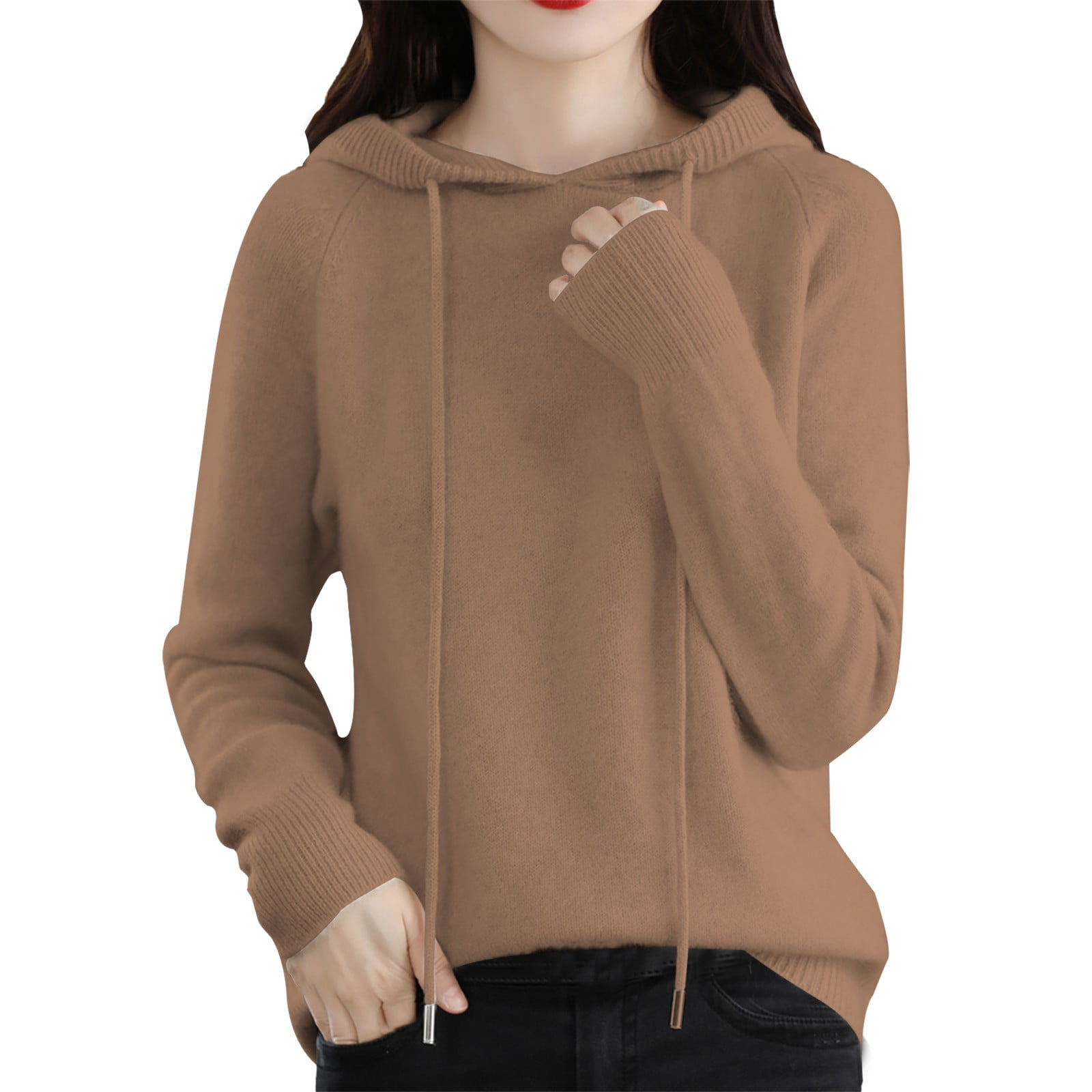 HCURIBAD Women's Fall Winter Solid Color Loose Warm Knitted Pullover ...