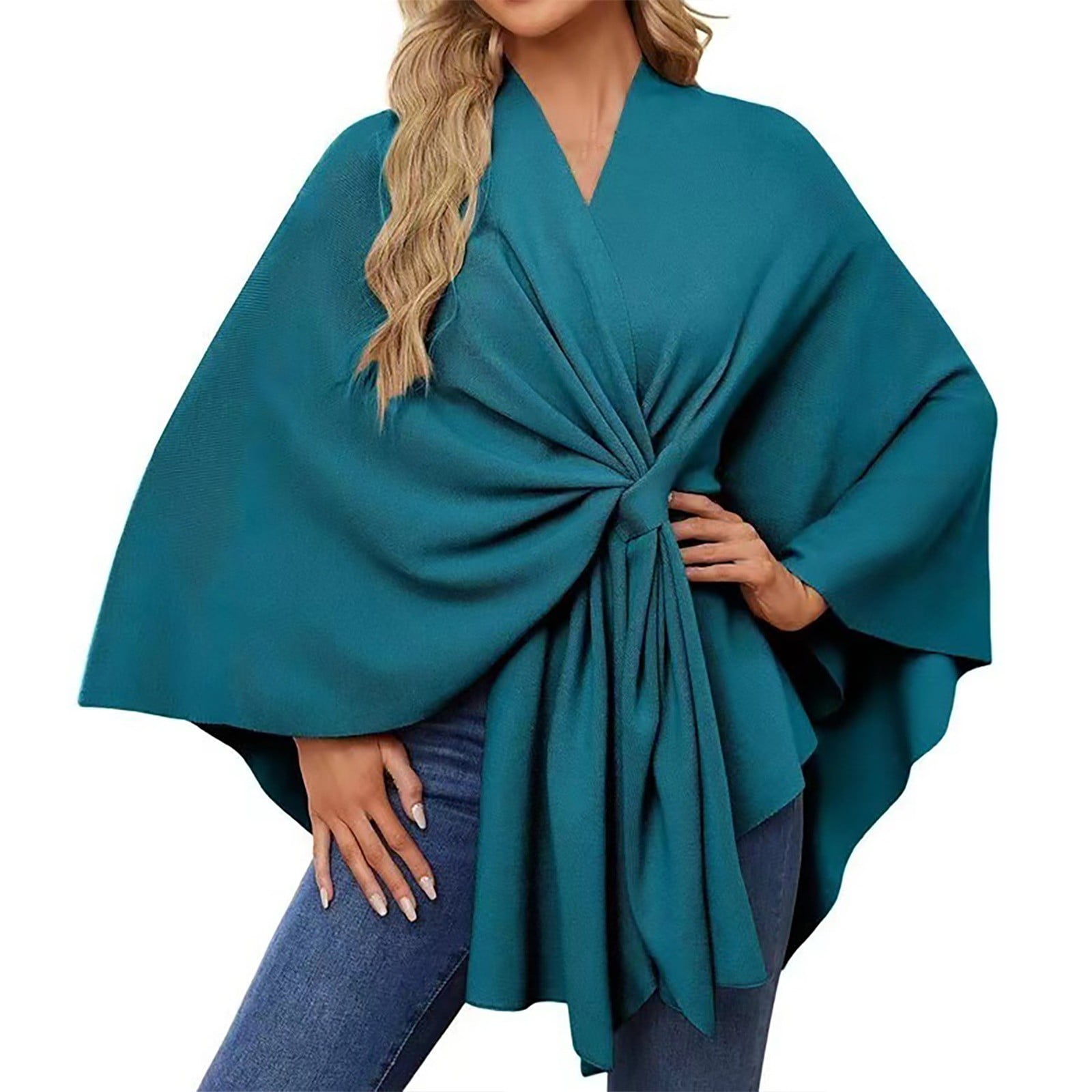 HCURIBAD Women's Shawl Wrap Poncho Ruana Cape Open Front Cardigan ...