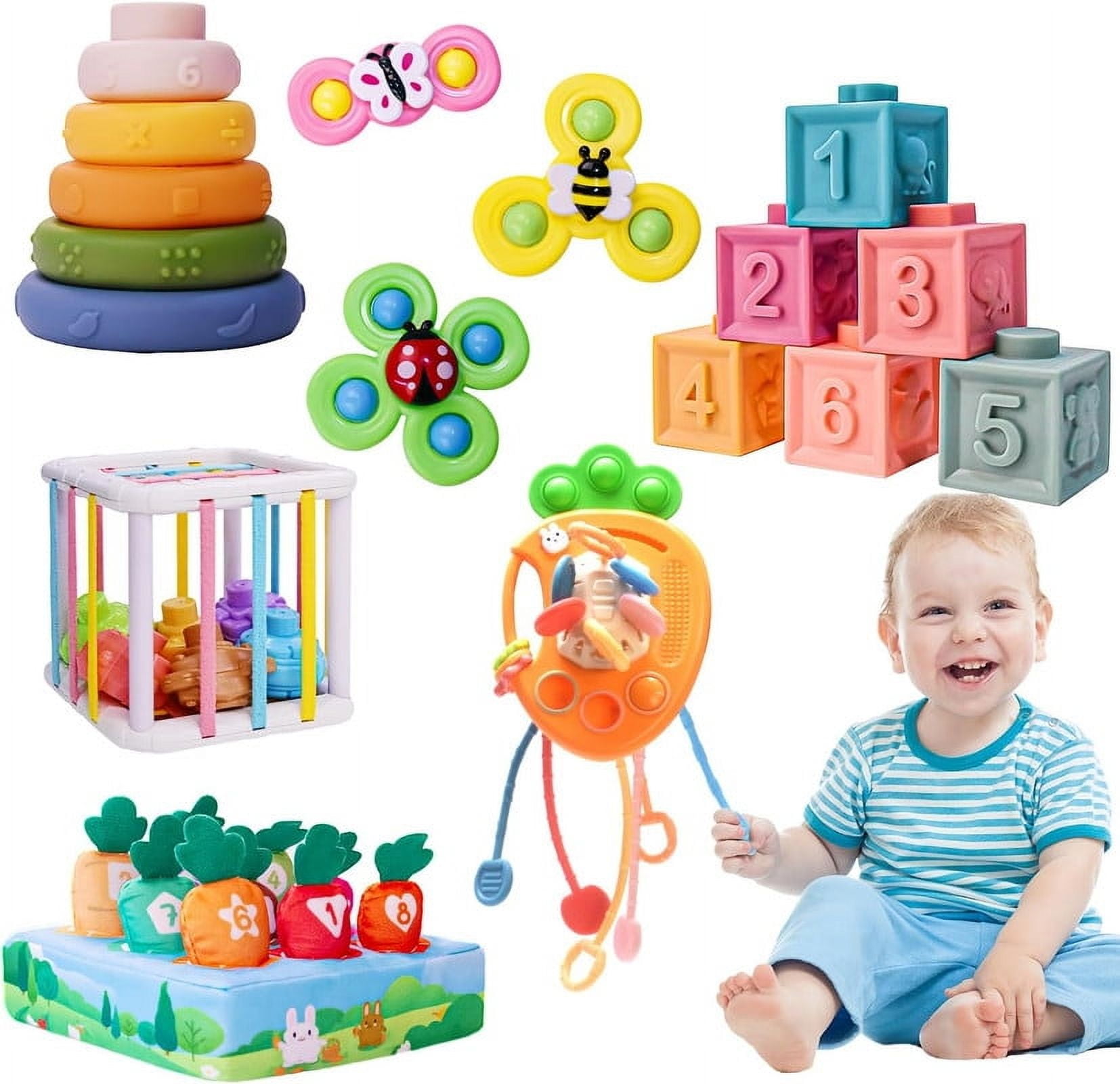 HCUSUS 32PCS Montessori Baby Toys Set for 0-3 Years 6in1 Bath, Stacking ...
