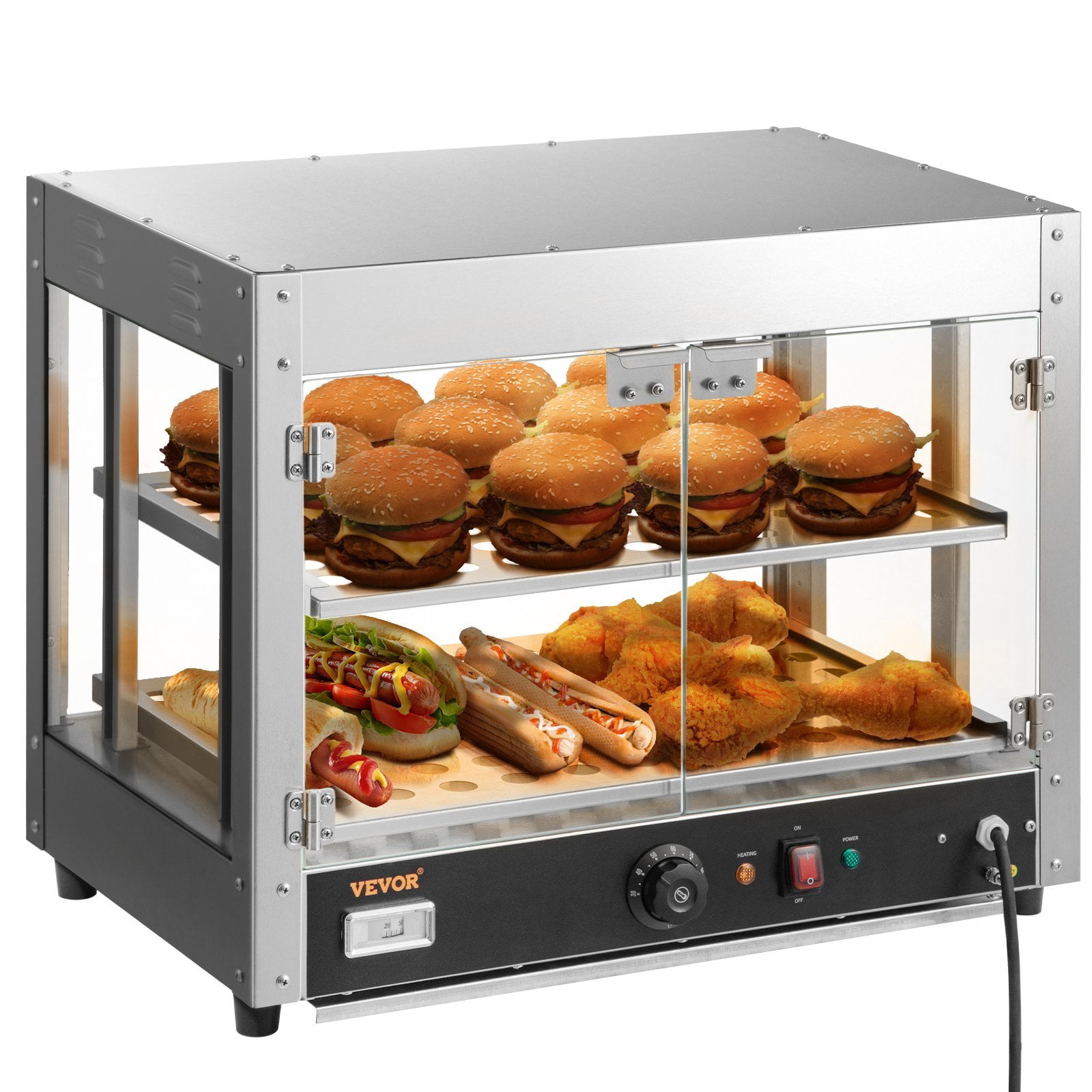HCY 2-Tier Commercial Food Warmer Countertop Pizza Cabinet with Water ...