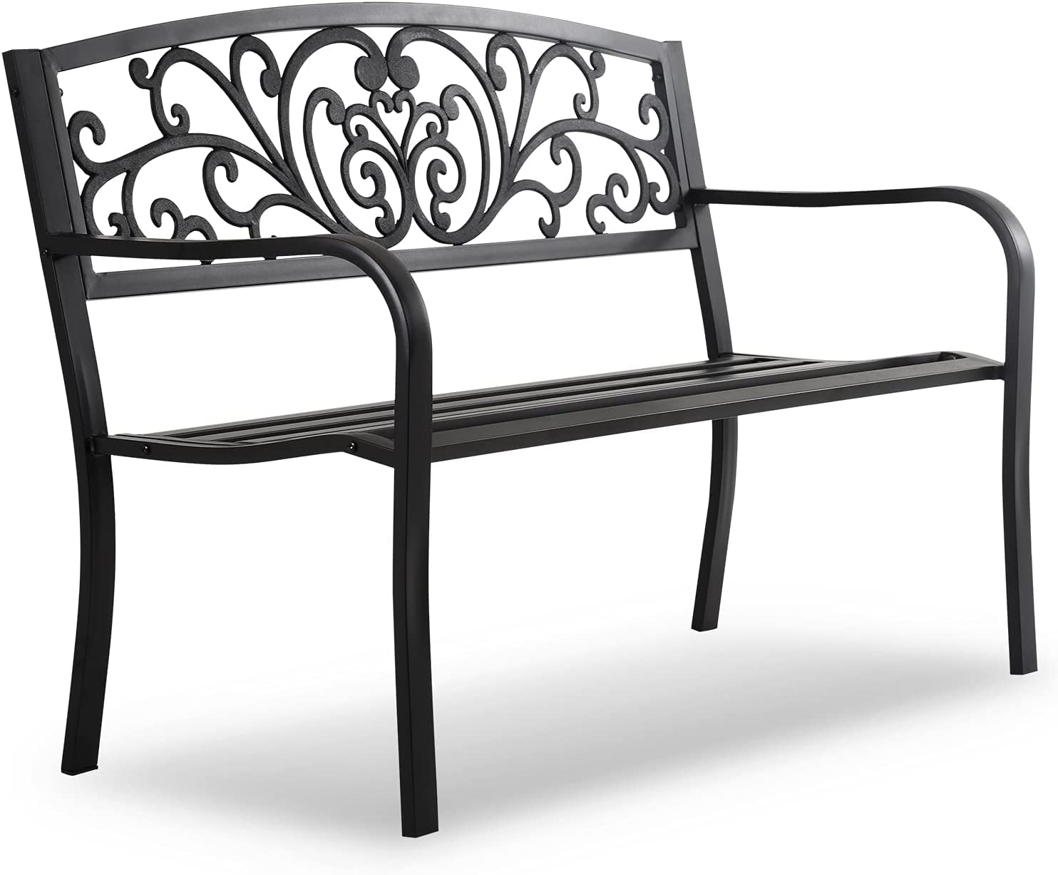 HCY 50 Inches Garden Bench Outdoor Metal Bench Patio Garden Bench ...