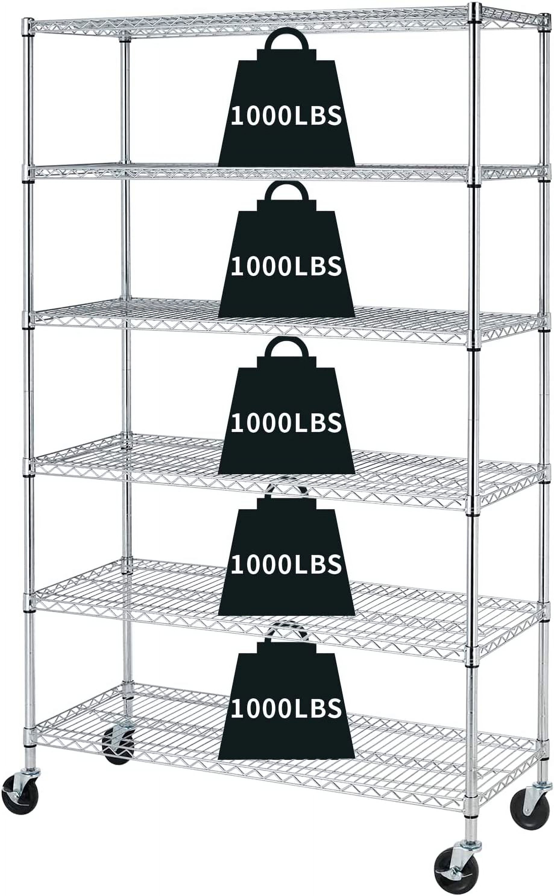 HCY 6-Tier Storage Shelf Heavy Duty Storage Shelving Unit NSF Height Adjustable Metal Storage ...