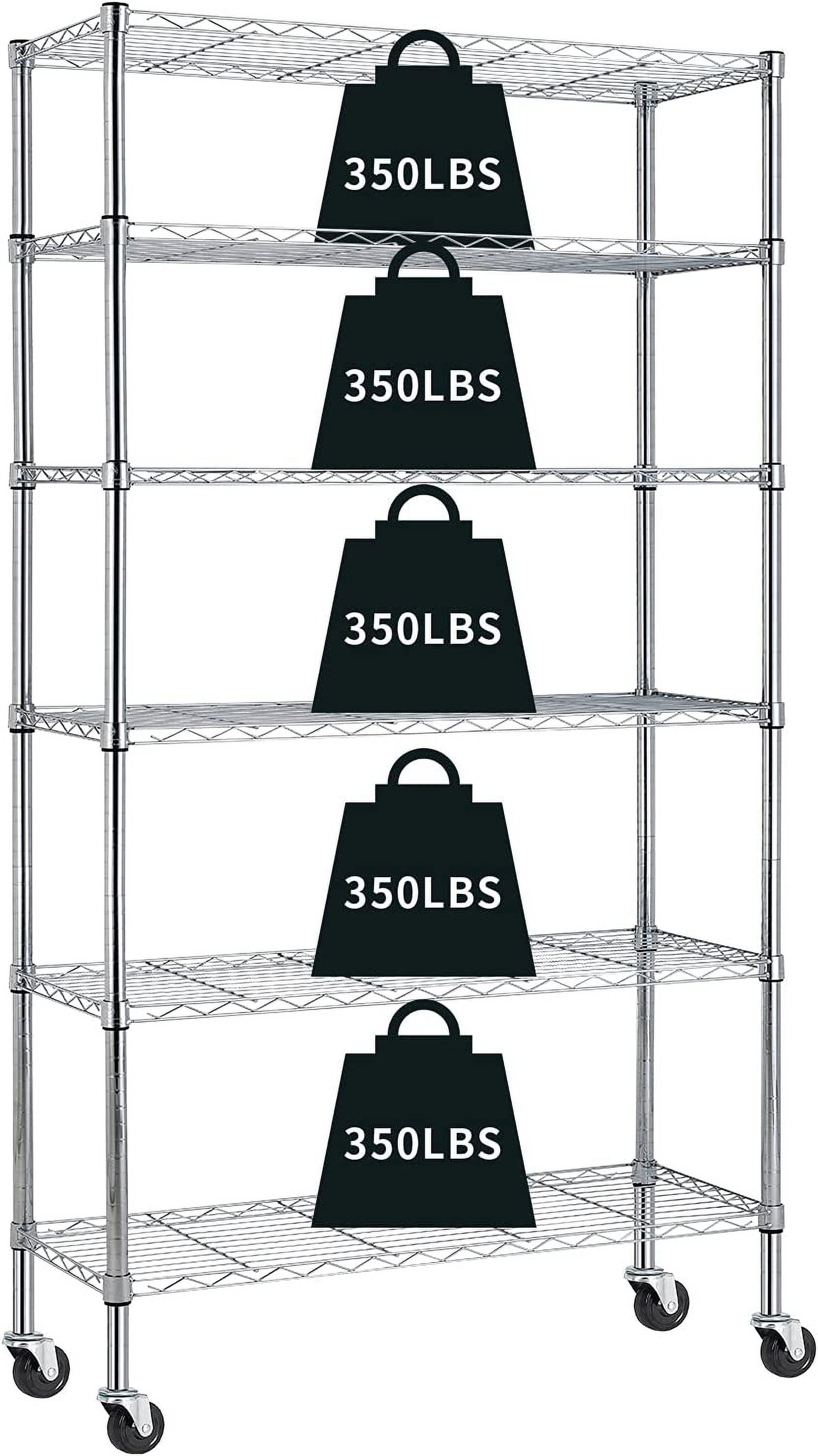 HCY 6-Tier Storage Shelf Heavy Duty Storage Shelving Unit NSF Height Adjustable Metal Rack with ...