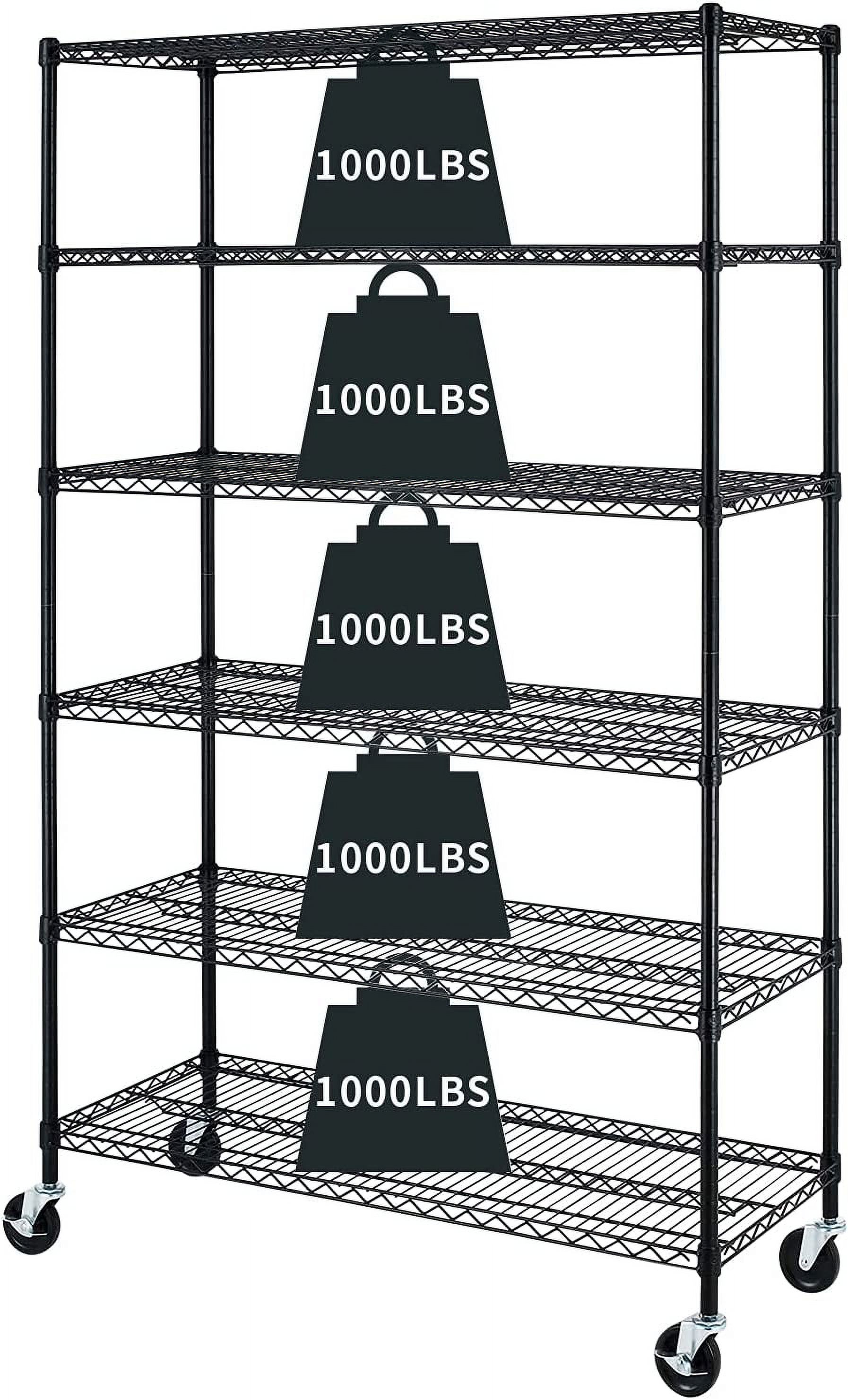 HCY 6-Tier Storage Shelf Heavy Duty Storage Shelving Unit NSF Height Adjustable Metal Storage ...
