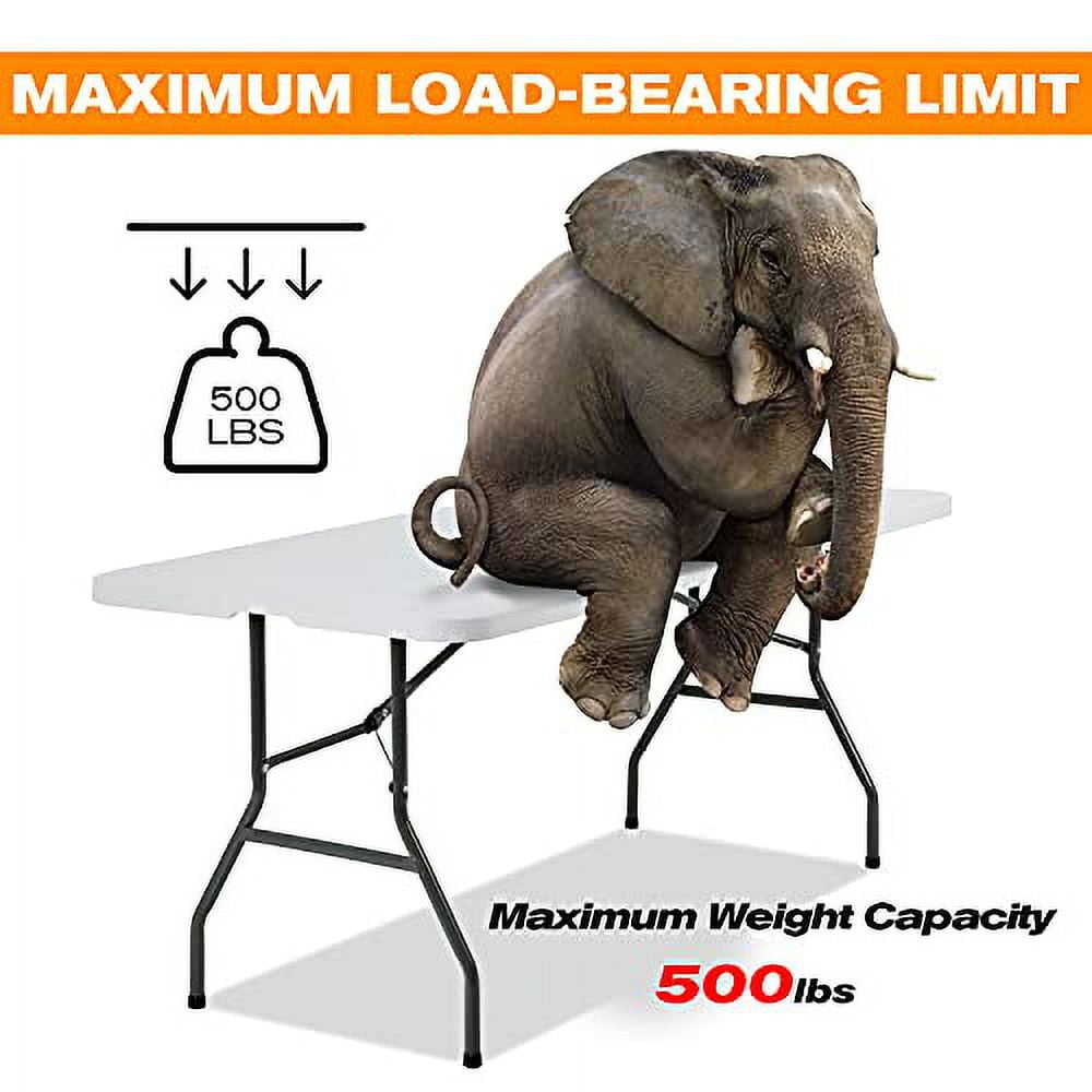 HCY 6 ft Indoor Outdoor Folding Portable Table Plastic Table Fold Up ...