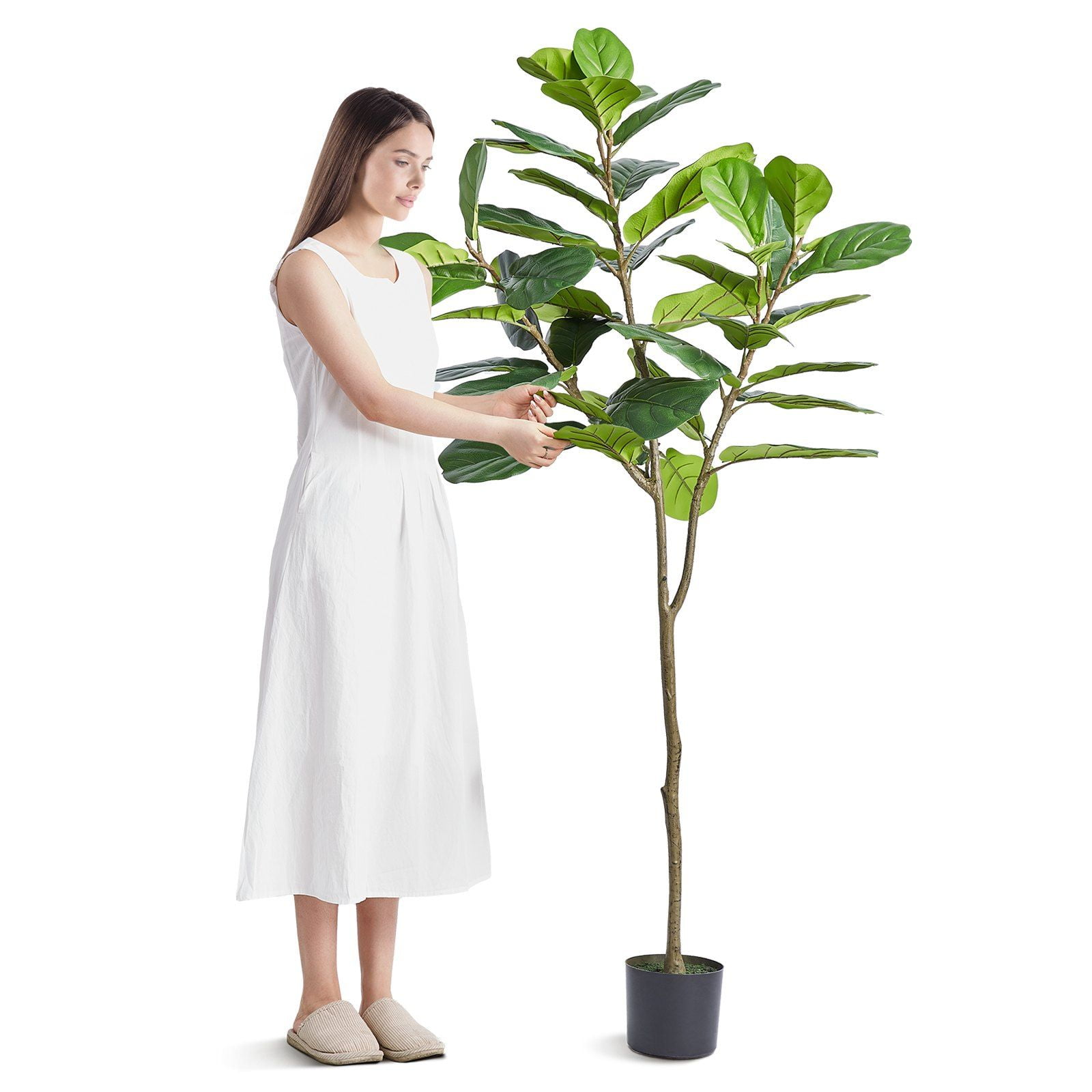 HCY Artificial Fiddle Leaf Fig Tree, 6 FT, Secure PE Material & Anti ...