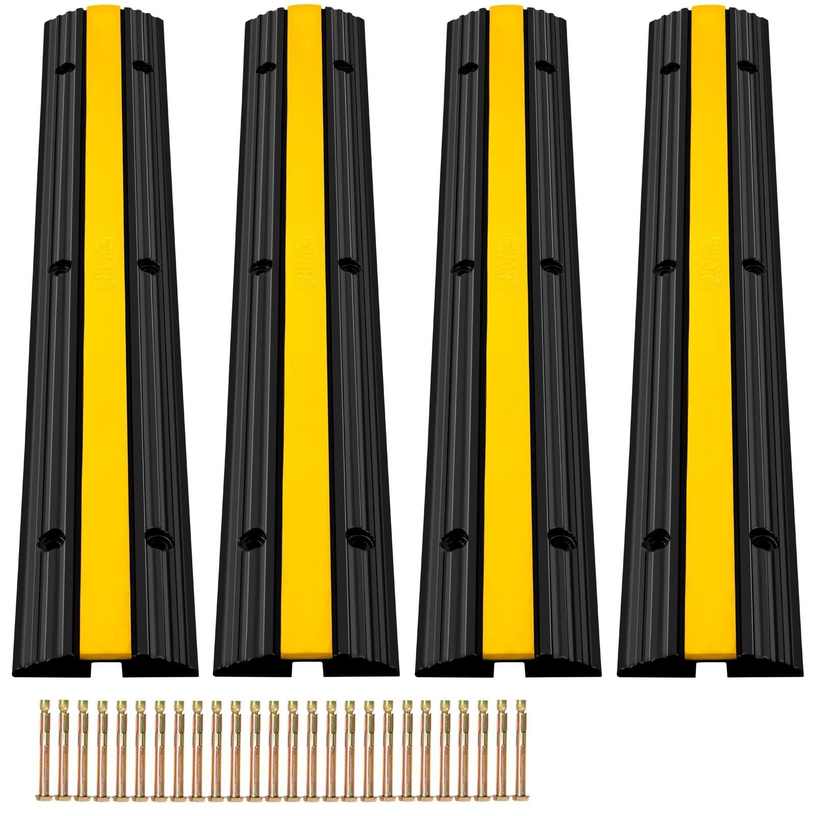 HCY Cable Protector Ramp, 4 Packs 1 Channel Speed Bump Hump, Heavy Duty ...