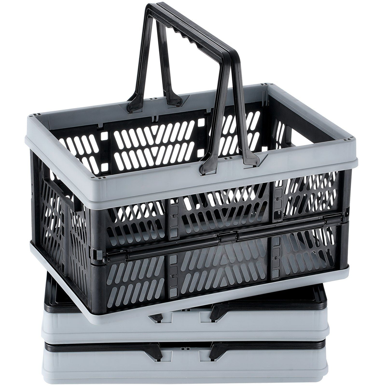 HCY Collapsible Shopping Basket, 3 Pack, 25L Plastic Foldable Storage ...