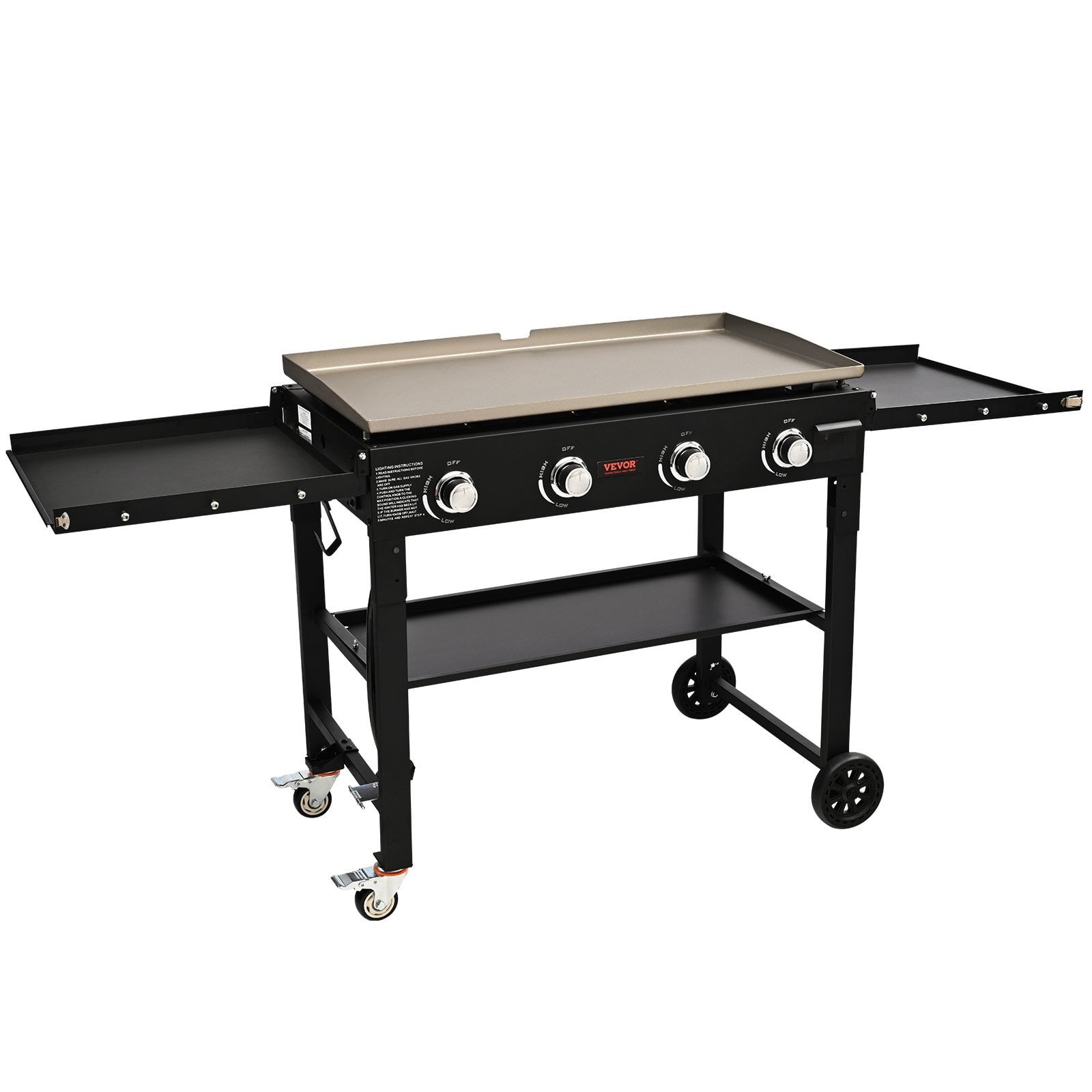 HCY Commercial Griddle on Cart, 36" Heavy Duty Manual Flat Top Griddle ...