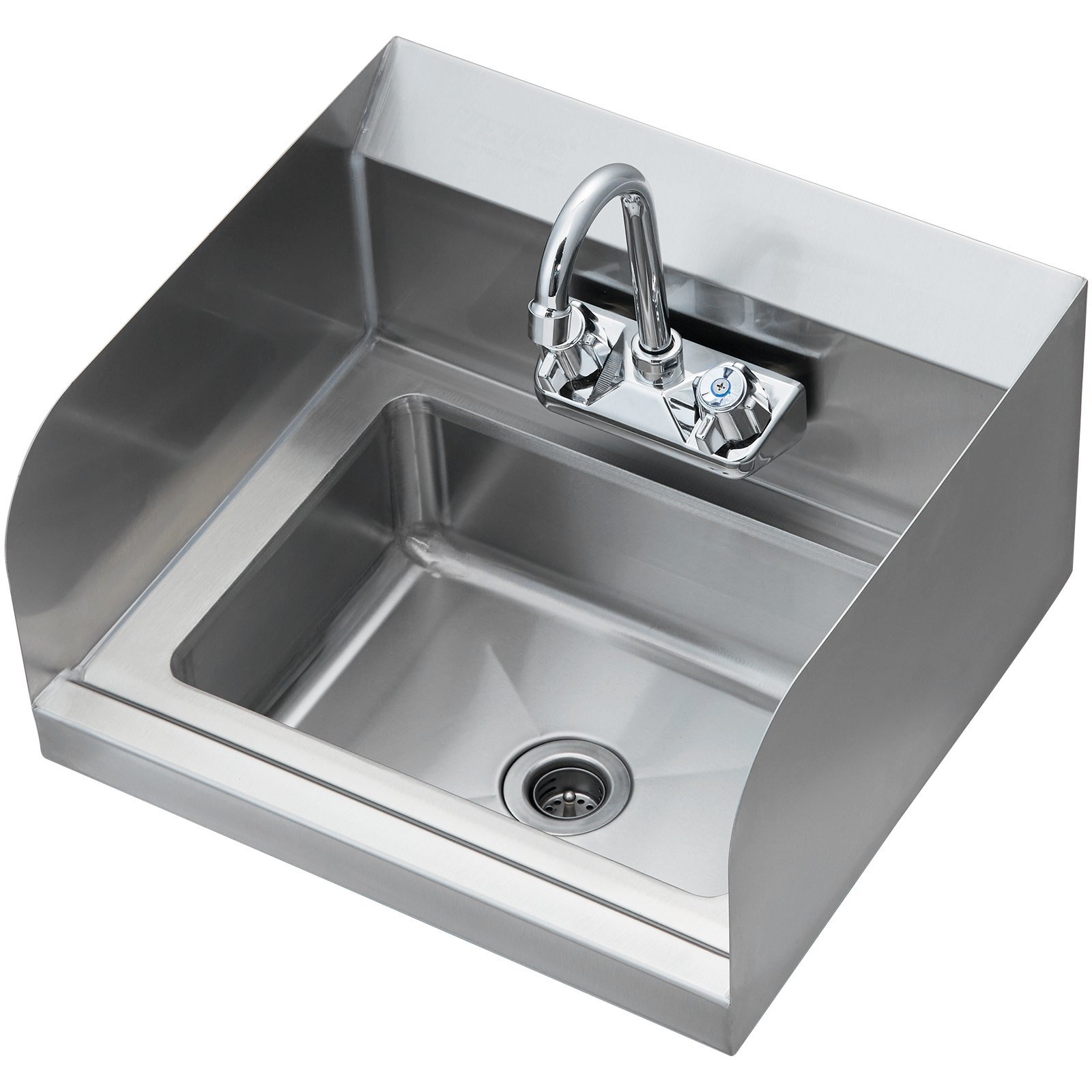 HCY Commercial Hand Sink with Faucet and Side Splash, NSF Stainless ...