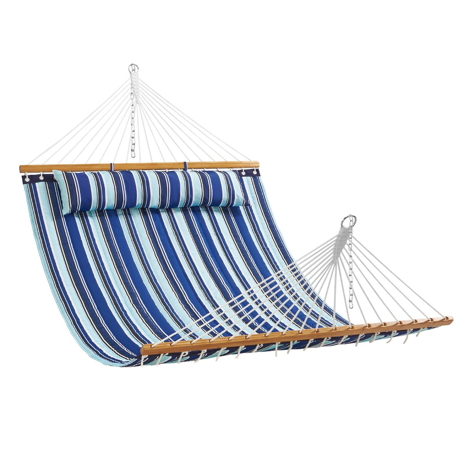 HCY Double Quilted Fabric Hammock, 12 FT Double Hammock with Hardwood ...