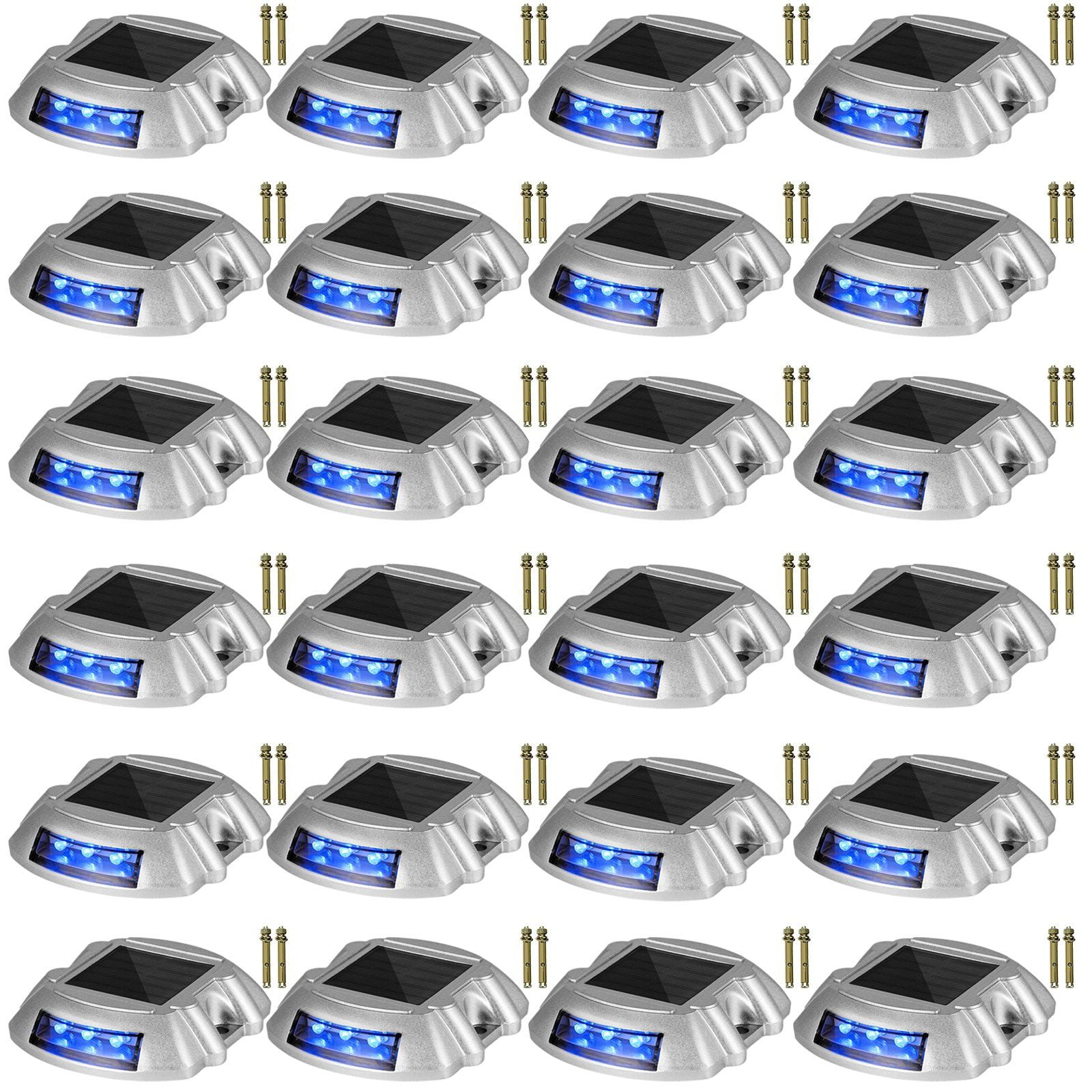 HCY Driveway Lights 24-Pack, Solar Driveway Lights with Switch Button ...