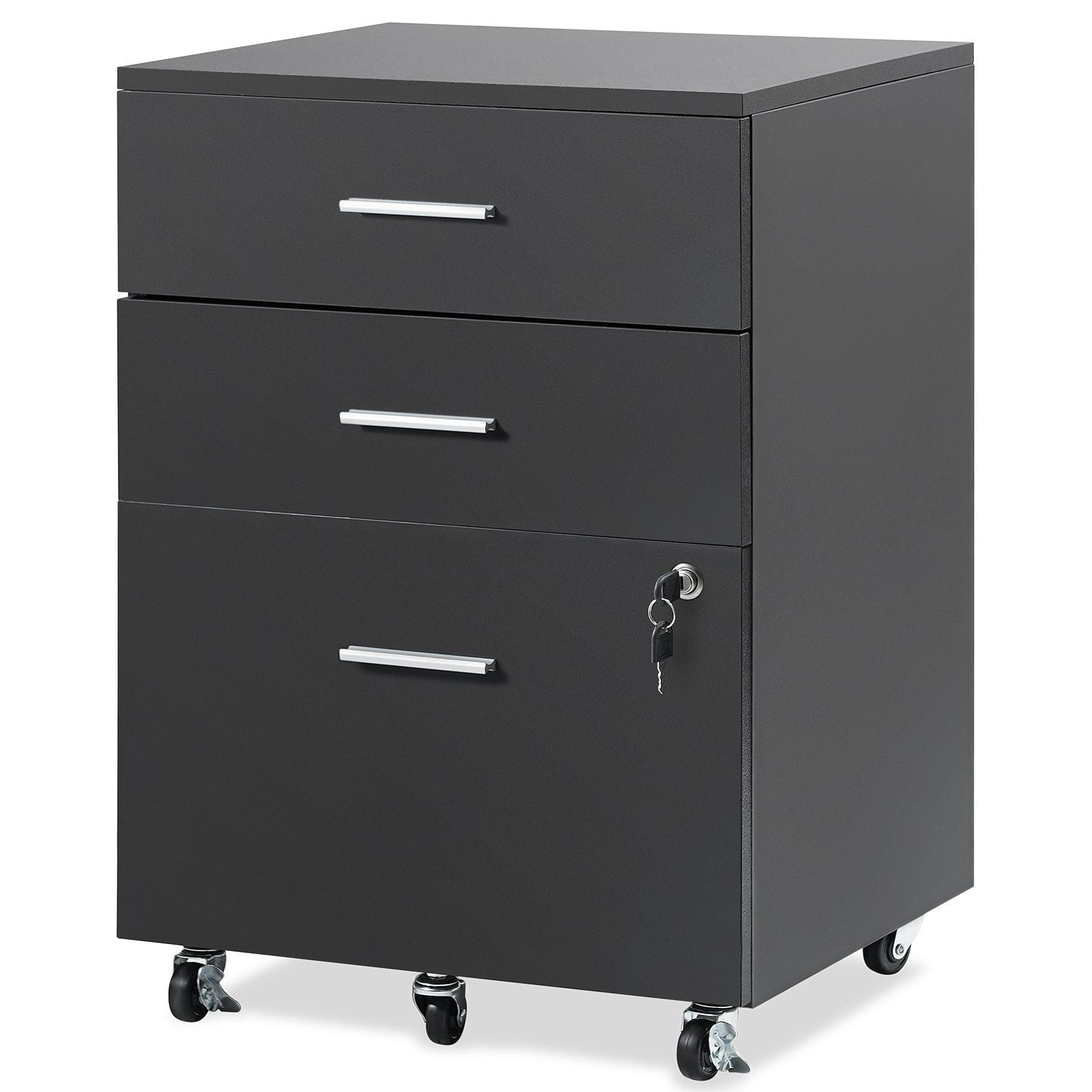 HCY File Cabinet, 3-Drawer Wood Filing Cabinet, Locking Office Cabinet ...