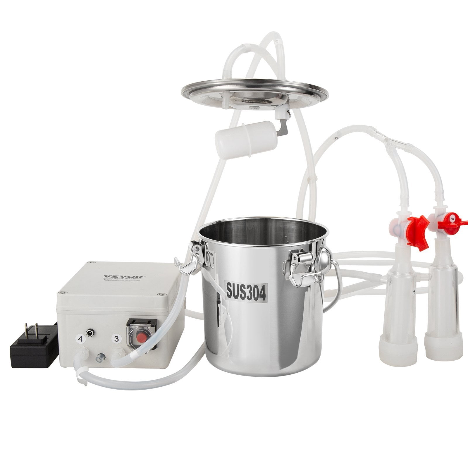 HCY Goat Milking Machine, 3 L 304 Stainless Steel Bucket, Electric ...